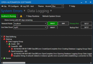 Data Logging Errors - Industrial IoT Data Platform